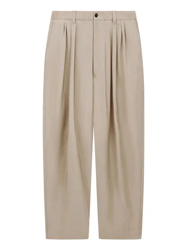 Giorgio Armani Faded Viscose Twill Pleated Trousers - Beige