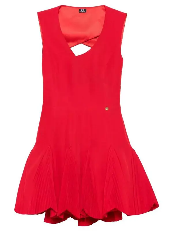 CATALINA V-neck Pleated Dress - Red