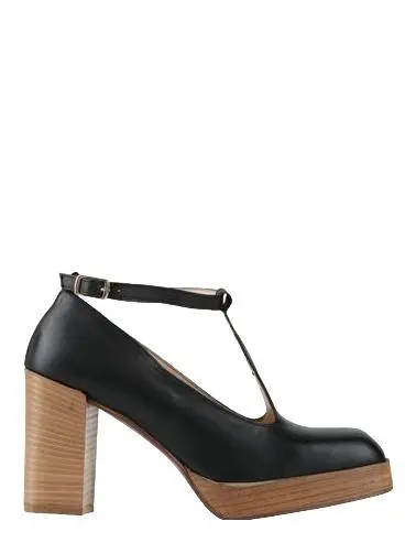 NOA A. Calfskin T-bar Pumps - Black