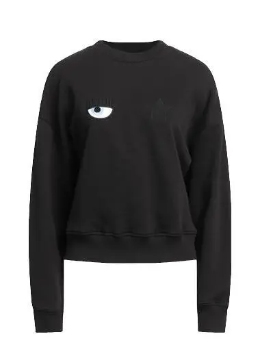 CHIARA FERRAGNI Fleece Sweatshirt With Embroidered Detailing - Black