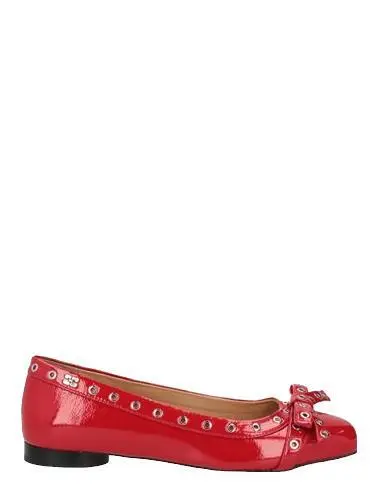 GANNI Ballet Flats With Bow Detailing - Red