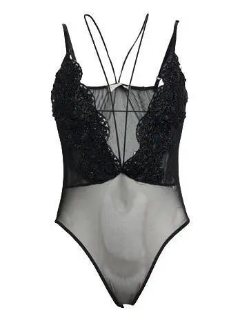 HAVEONE Bodysuit In Tulle With Appliqués - Black