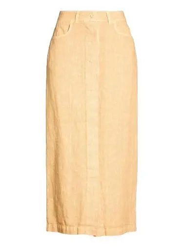 120% Lino Flared Midi Skirt - Camel