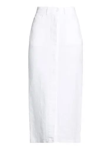 120% Lino Midi Flared Linen Skirt - White