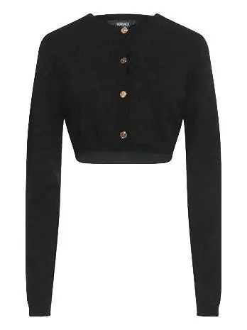 Versace Cardigan In Viscose Blend With Metallic Finish - Black