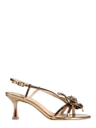 Lola Cruz Embellished Leather Slingback Sandals - Gold
