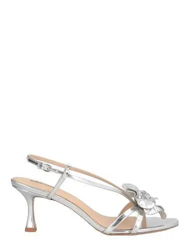 Lola Cruz Embellished Leather Slingback Sandals - Silver