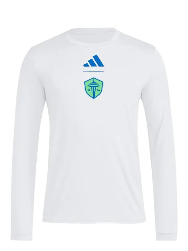 Adidas Seattle Sounders Fc Long Sleeve T-shirt - White / Mls-ssf-s6s