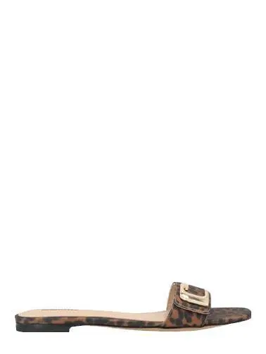 Lola Cruz Leopard Print Slide Sandals - Brown