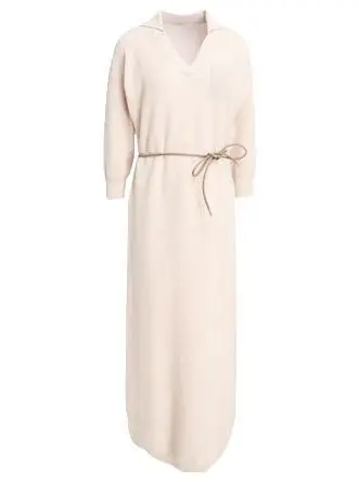 Peserico Midi Dress In Virgin Wool, Silk, Cashmere, And Metallic Fiber - Beige