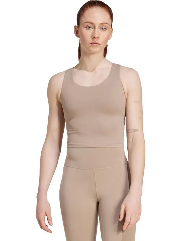 Adidas All Me Medium Support Bra Tank Top - Chalky Brown