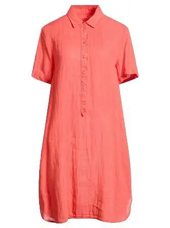 120% Lino Mini Shirt Dress - Tomato Red