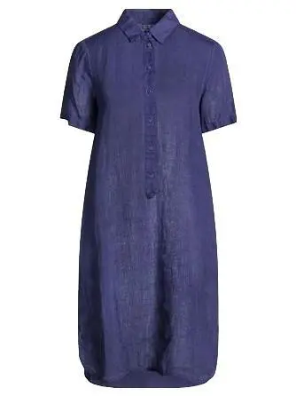 120% Lino Midi Linen Shirt Dress - Purple