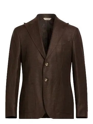 PAOLONI Blazer Chocolate Size Linen, Virgin Wool - Brown
