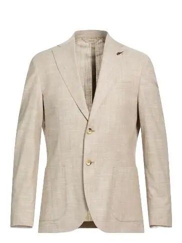 PAOLONI Blazer Size Cotton, Virgin Wool, Viscose, Linen, Elastane - Beige