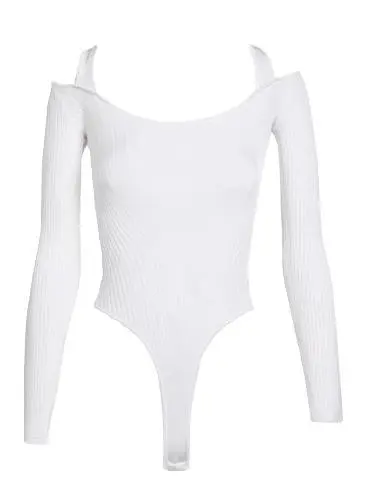MUGLER Ribbed Jersey Bodysuit - White