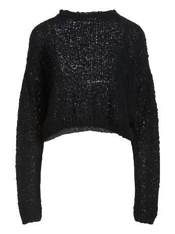 VICOLO Bouclé Knit Cropped Sweater - Blue