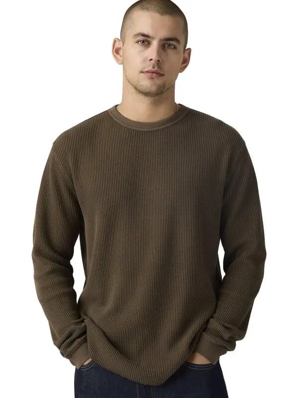 LEVI'S Long-sleeve Relaxed Thermal Garment Dye Shirt - Garment Dye Maitake Brown