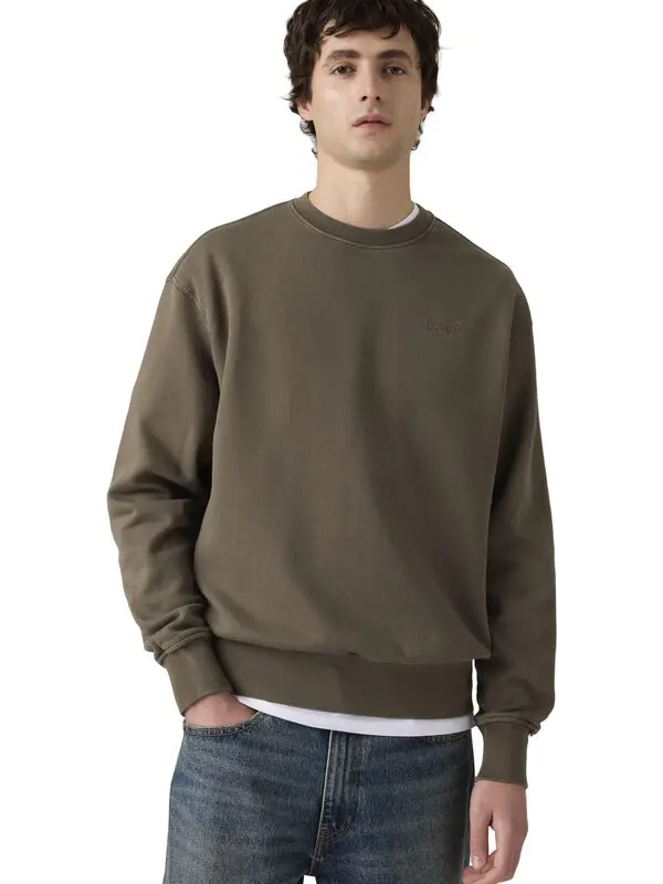 LEVI'S Authentic Crewneck Sweatshirt - Garment Dye Khaki Green