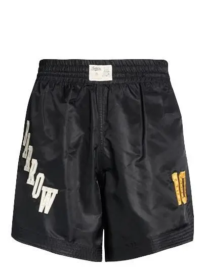 BARROW Casual Solid Appliqued Shorts - Black