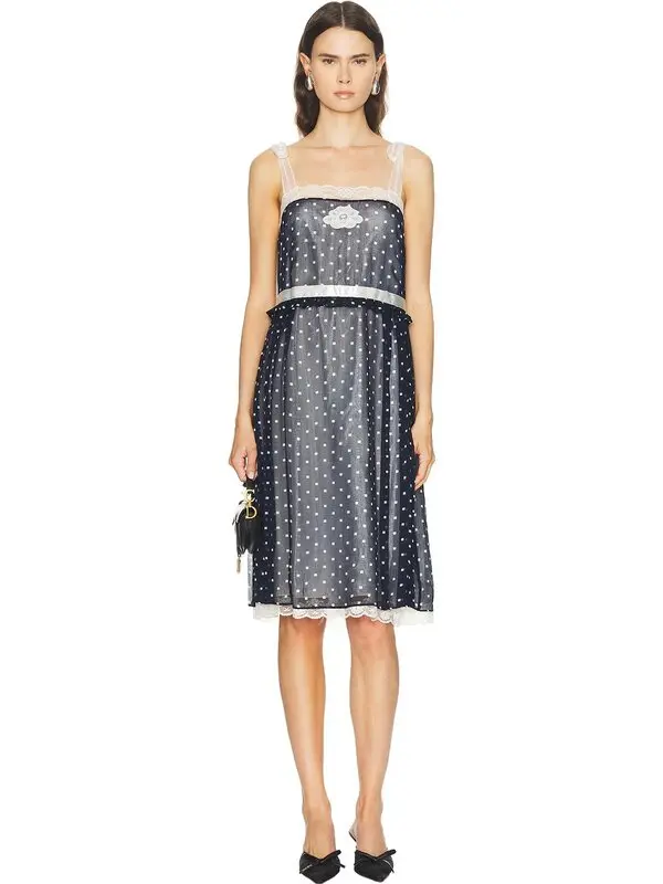 Marc Jacobs Ribbon Strap Chiffon Dress - Navy Multi