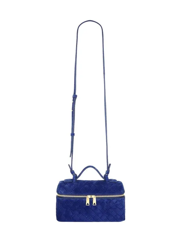 Bottega Veneta Intrecciato Bang Bang Bag - Blue Royal & Gold