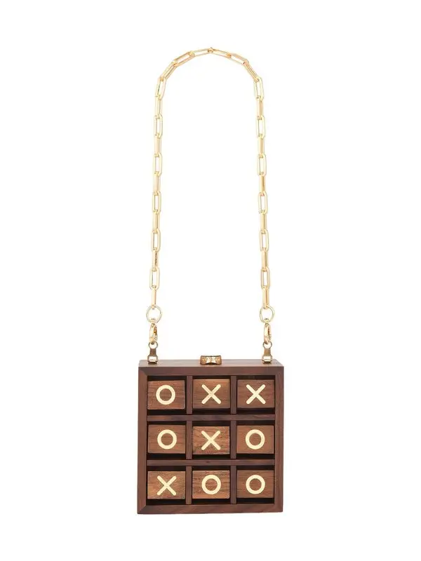 Cult Gaia Tic Tac Toe Clutch - Walnut