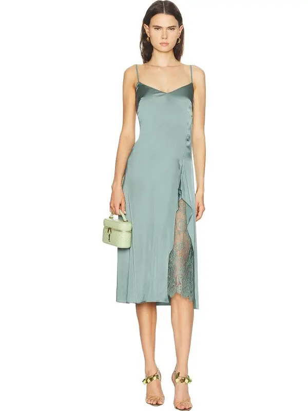 Acne Studios Docketta Satin Dress - Sage Green
