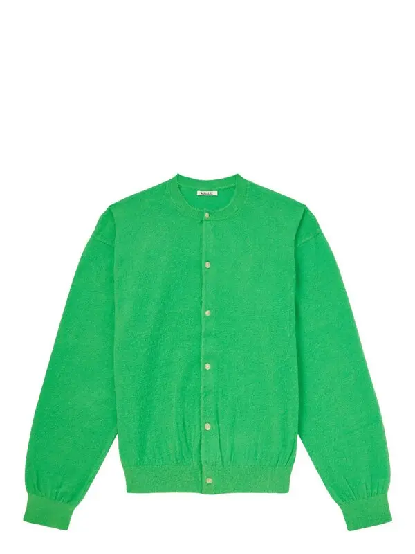 Auralee Brushed Cashmere And Cotton-blend Cardigan - Green