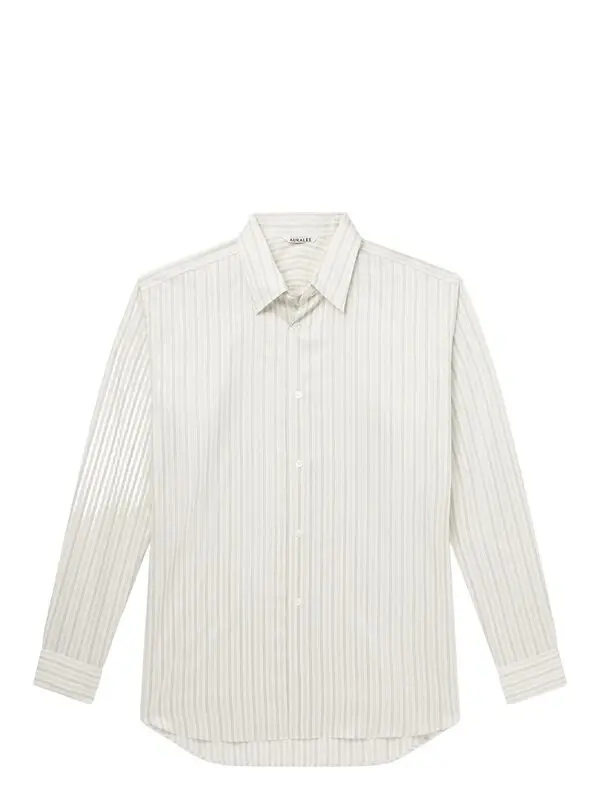 Auralee Striped Cotton And Silk-blend Shirt - White