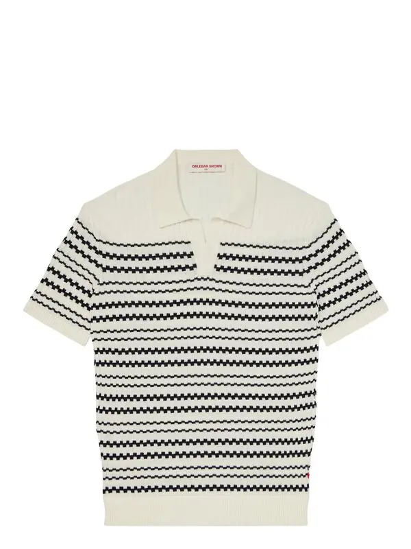 Orlebar Brown Canet Striped Ribbed-knit Organic Cotton Polo Shirt - Neutrals