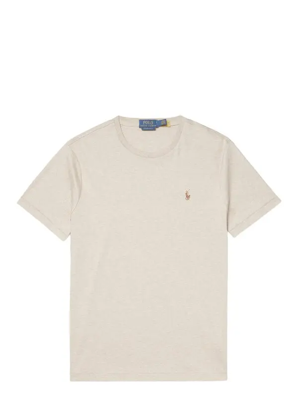Polo Ralph Lauren Logo-embroidered Cotton-jersey T-shirt - Neutrals