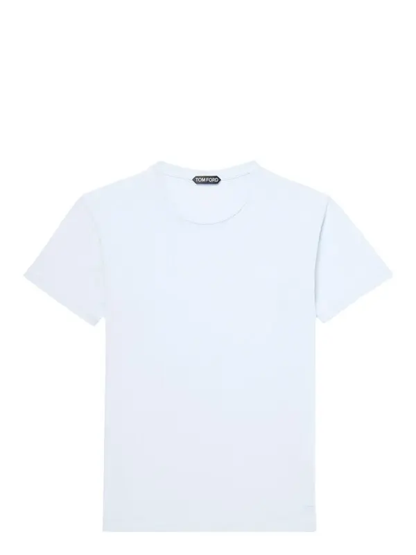 TOM FORD Slim-fit Logo-embroidered Cotton And Silk-blend Jersey T-shirt - Blue