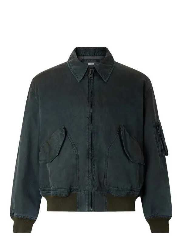 A.PRESSE Cotton And Silk-blend Canvas Bomber Jacket - Green