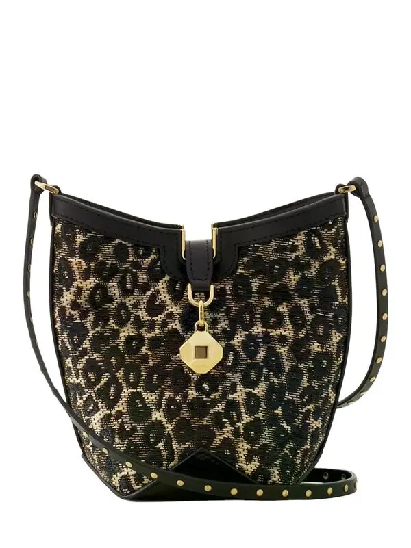 LANVIN Leopard Studded Bucket Bag - Black