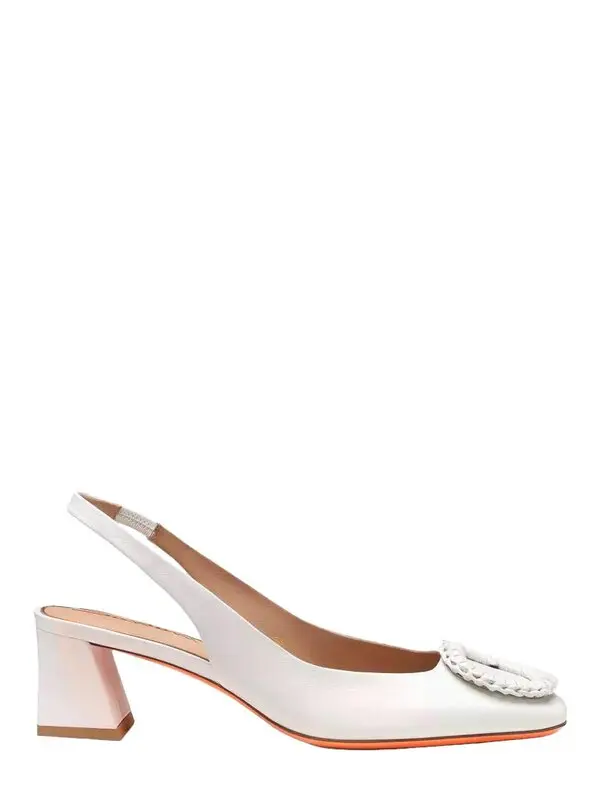 Santoni Buckle Slingback Pumps - White