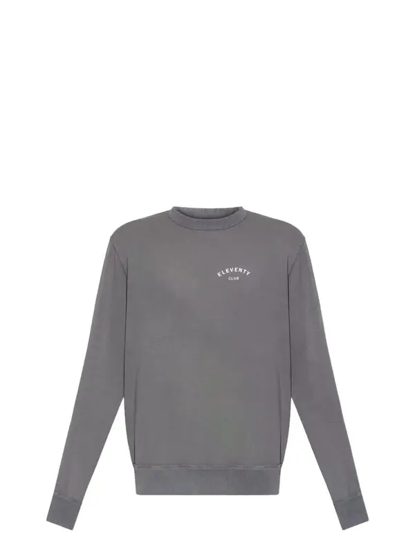 Eleventy Logo-print Crewneck Sweatshirt - Grey