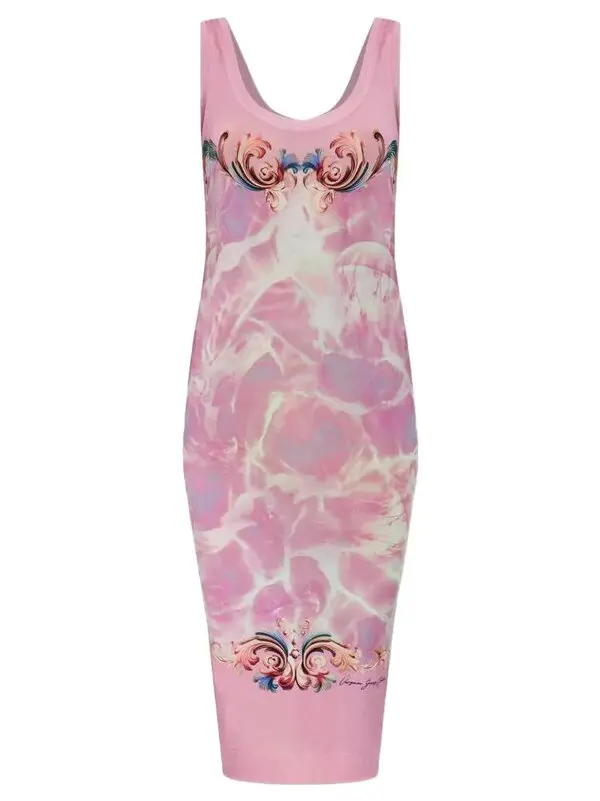 Versace Printed Midi Dress - Pink
