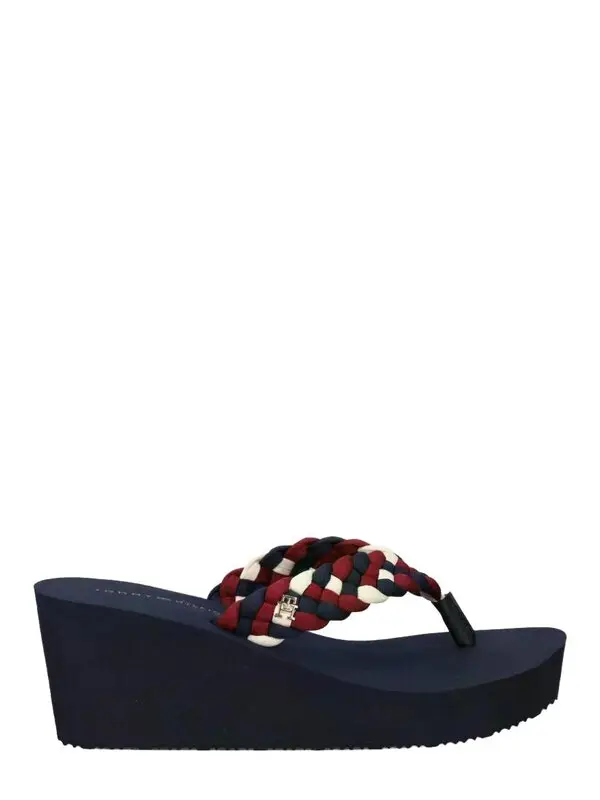 Tommy Hilfiger Braided Wedge Slides - Red