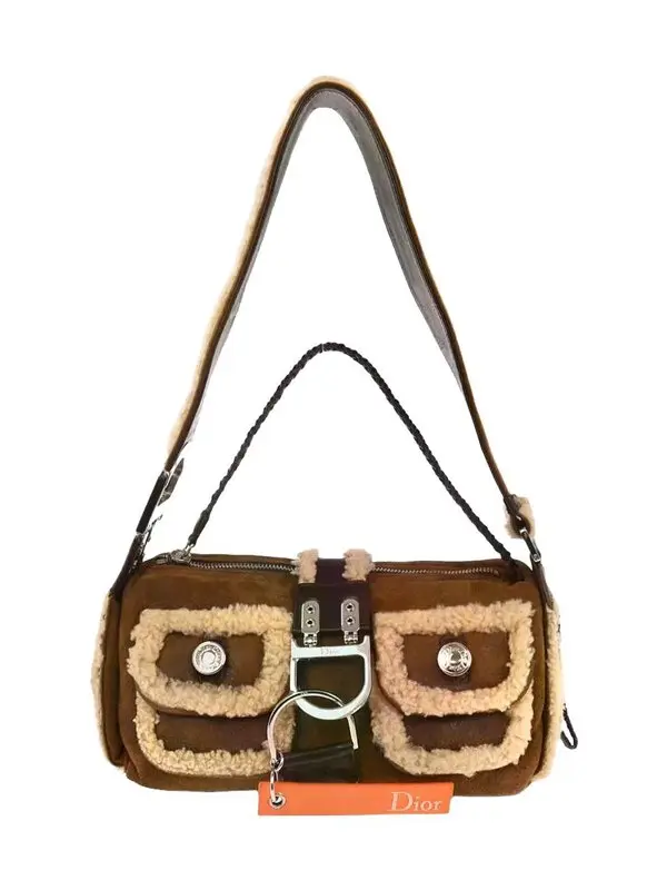 Dior 2005 Shearling Shoulder Bag - Brown
