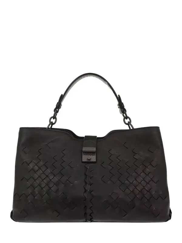 Bottega Veneta 2010s Napoli Intrecciato Leather Tote Bag - Black