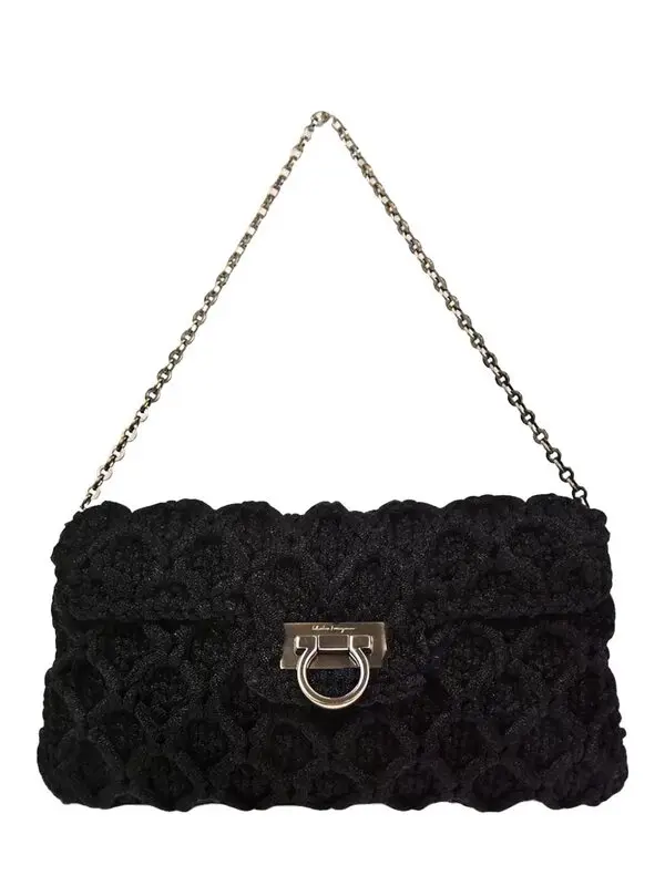 FERRAGAMO 2010s Gancini Shoulder Bag - Black