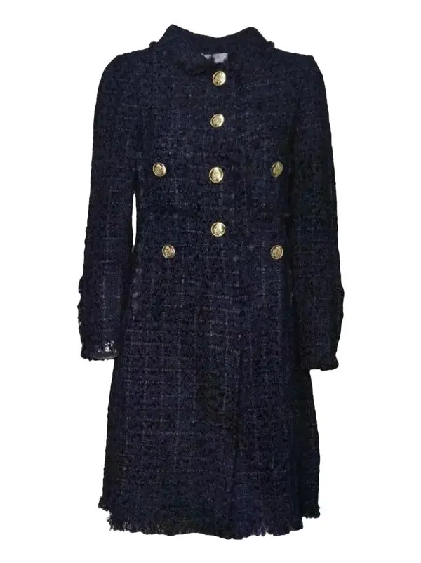 CHARLOTT Textured Button Coat - Blue