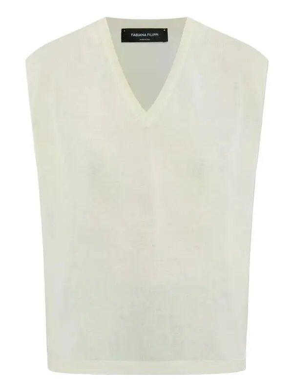 Fabiana Filippi Sleeveless V-neck Vest - Neutrals
