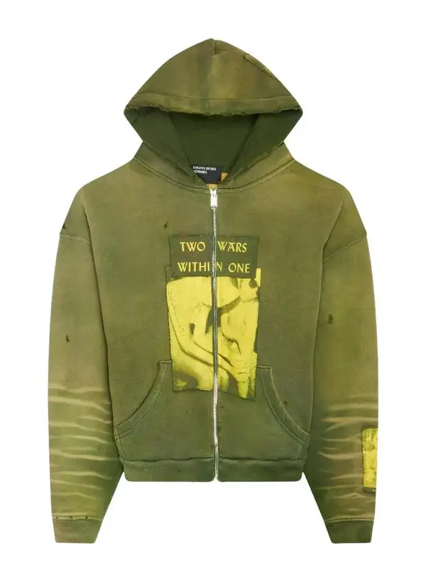 Enfants Riches Déprimés Two Wars Within One Zip-up Hoodie - Green