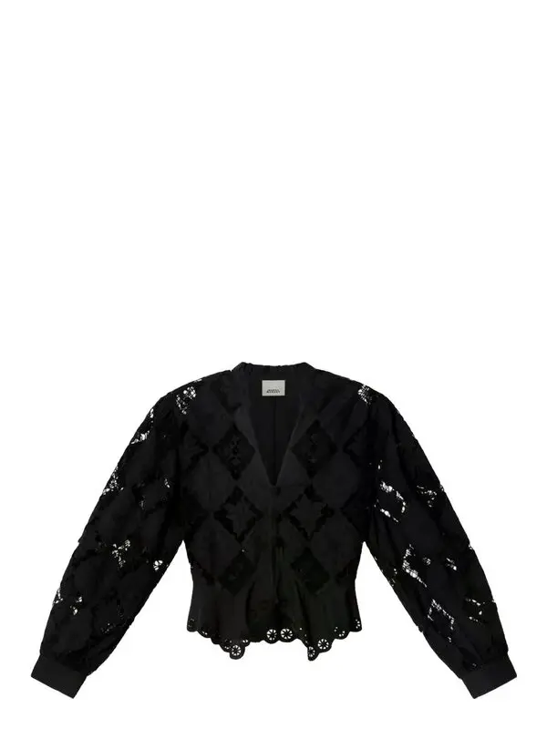 Isabel Marant Nina Broderie Anglaise Frilly Blouse - Black