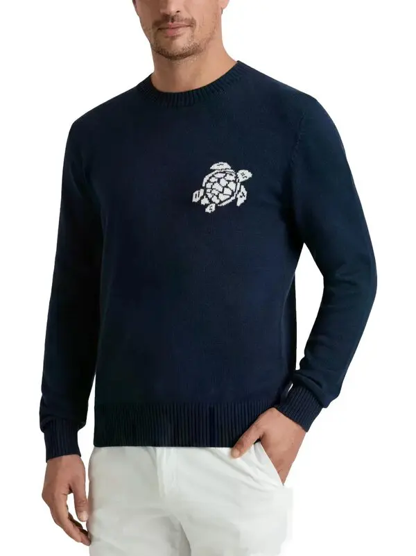 Vilebrequin Turtle-jacquard Crew-neck Jumper - Blue