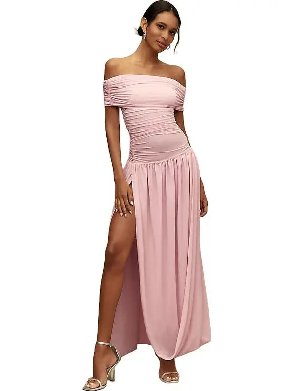 Ronny Kobo Lrulan Off-shoulder Maxi Dress - Icy Pink