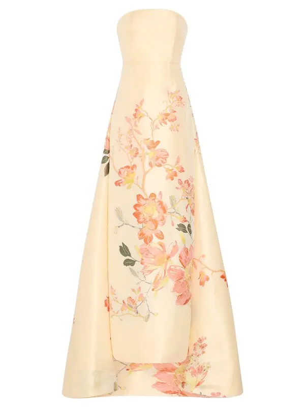 MILLY Dorothy Printed Taffeta Maxi Gown - Yellow