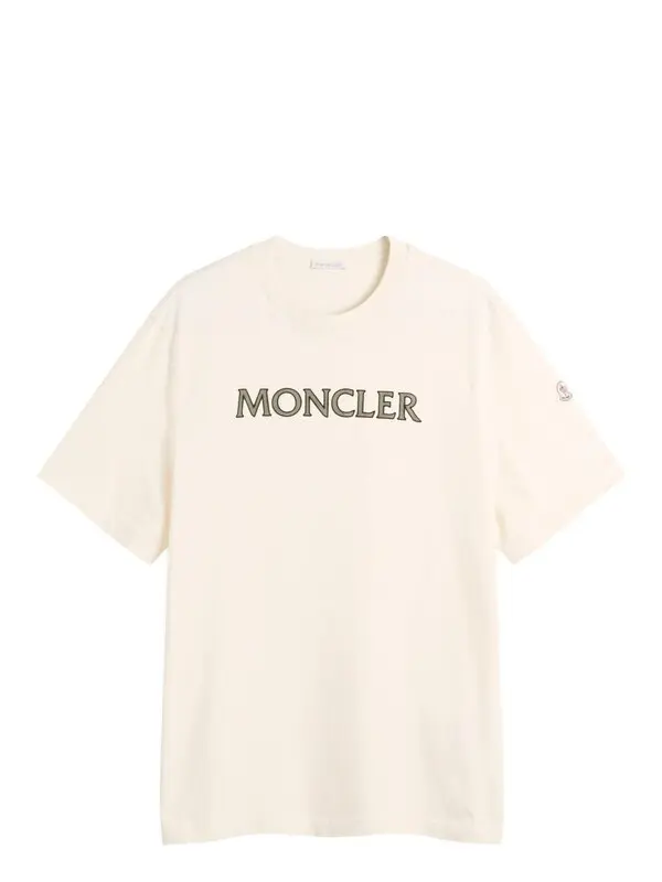 Moncler Flocked Logo T-shirt - Beige